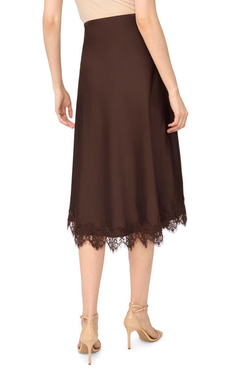 CECE DUPRAZ CeCe Lace Trim Satin Midi Skirt